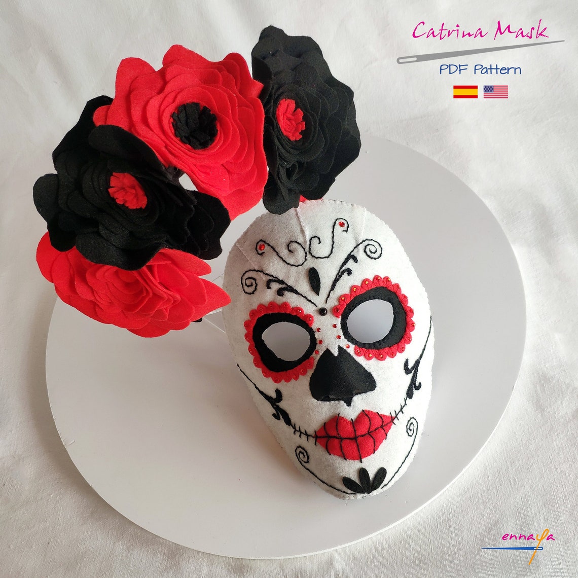 PDF Catrina Mask, PDF Sewing Pattern, Halloween, Felt Mask, Dress Up - Etsy