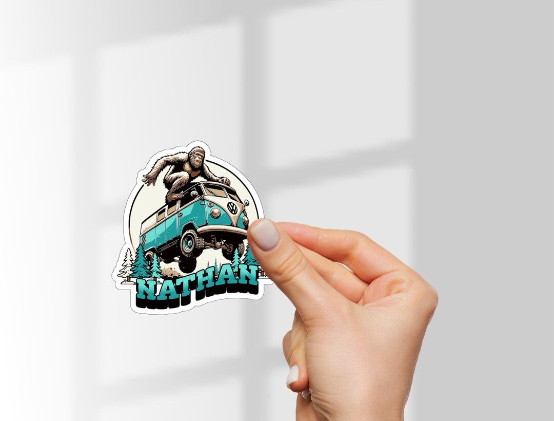 Custom Bigfoot Sticker, Cool Sticker With Bigfoot Standing on Top of a ...