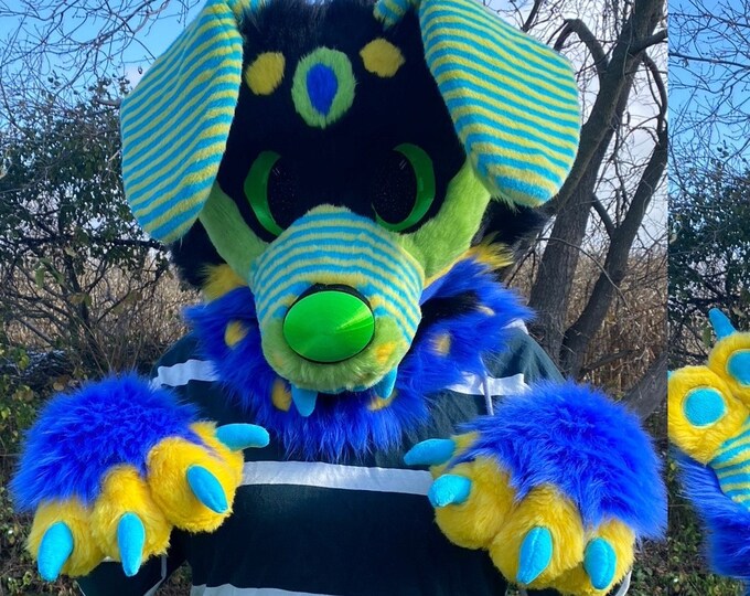 Alien Dog Fursuit Mini Partial green/black/blue/yellow - Etsy