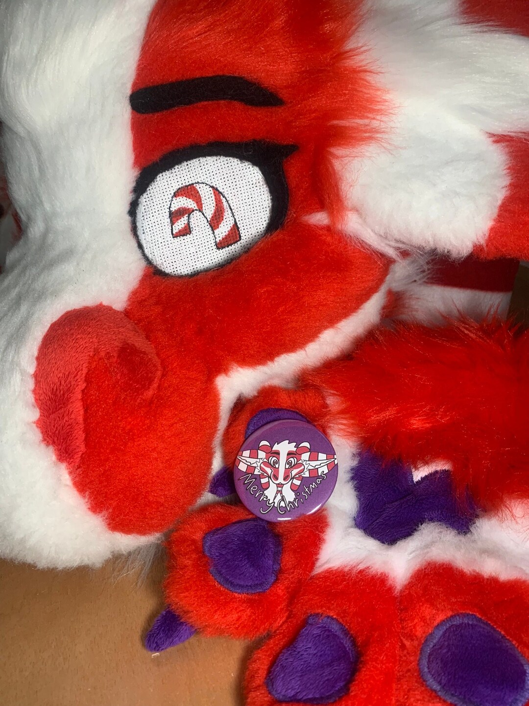 Christmas Furry Button candy Cane Merry Christmas - Etsy