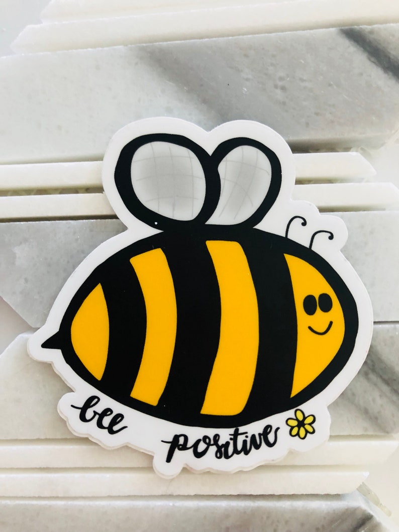 Bee Positive Vinyl Sticker - Etsy
