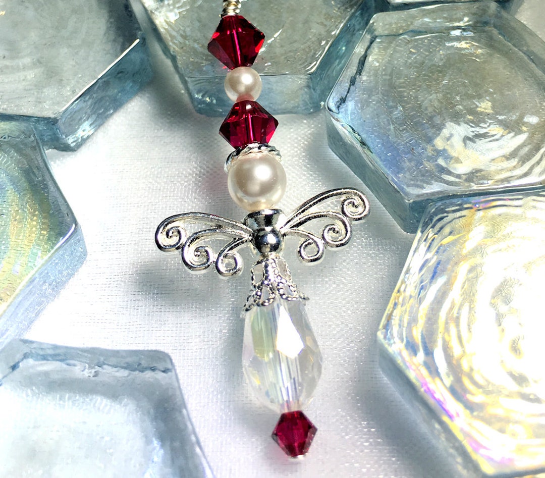 Ruby Red Crystal July Guardian Angel Car Charm – Silver Plated - Etsy