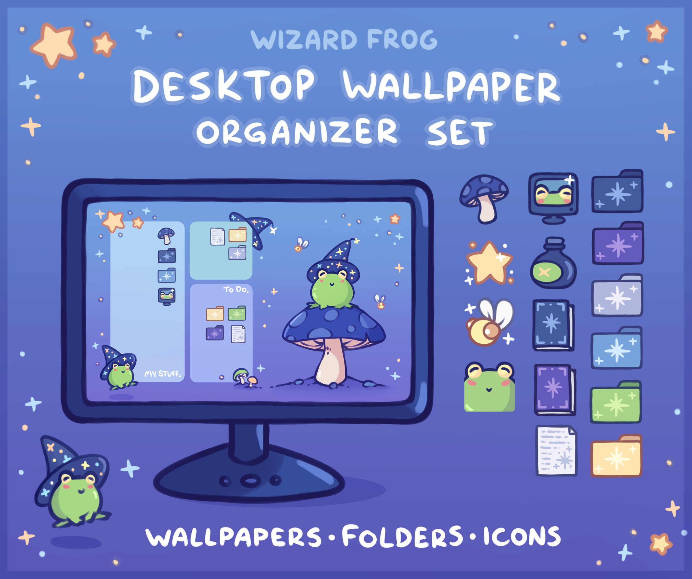 Wizard Frog Computer Desktop Theme Background Wallpaper - Etsy
