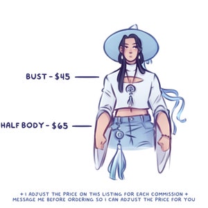 Bust & Half Body Digital Art Commissions - Etsy