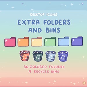 Extra Colored Folders and Recycle Bins Computer Desktop Icons - Etsy