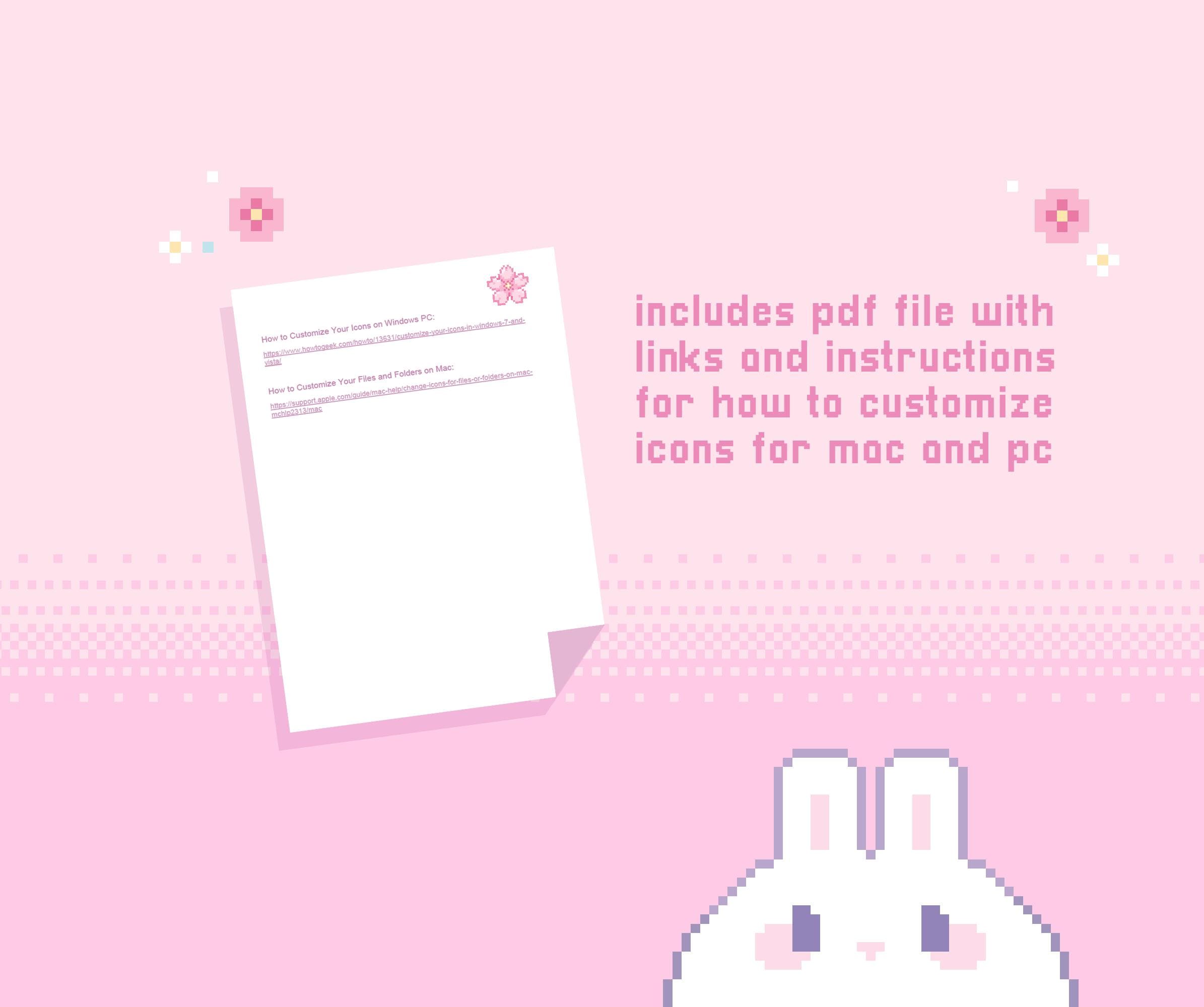 Pixel Icon Set ~ Cute Kawaii Pixel Art Desktop Icons and Folders - Etsy
