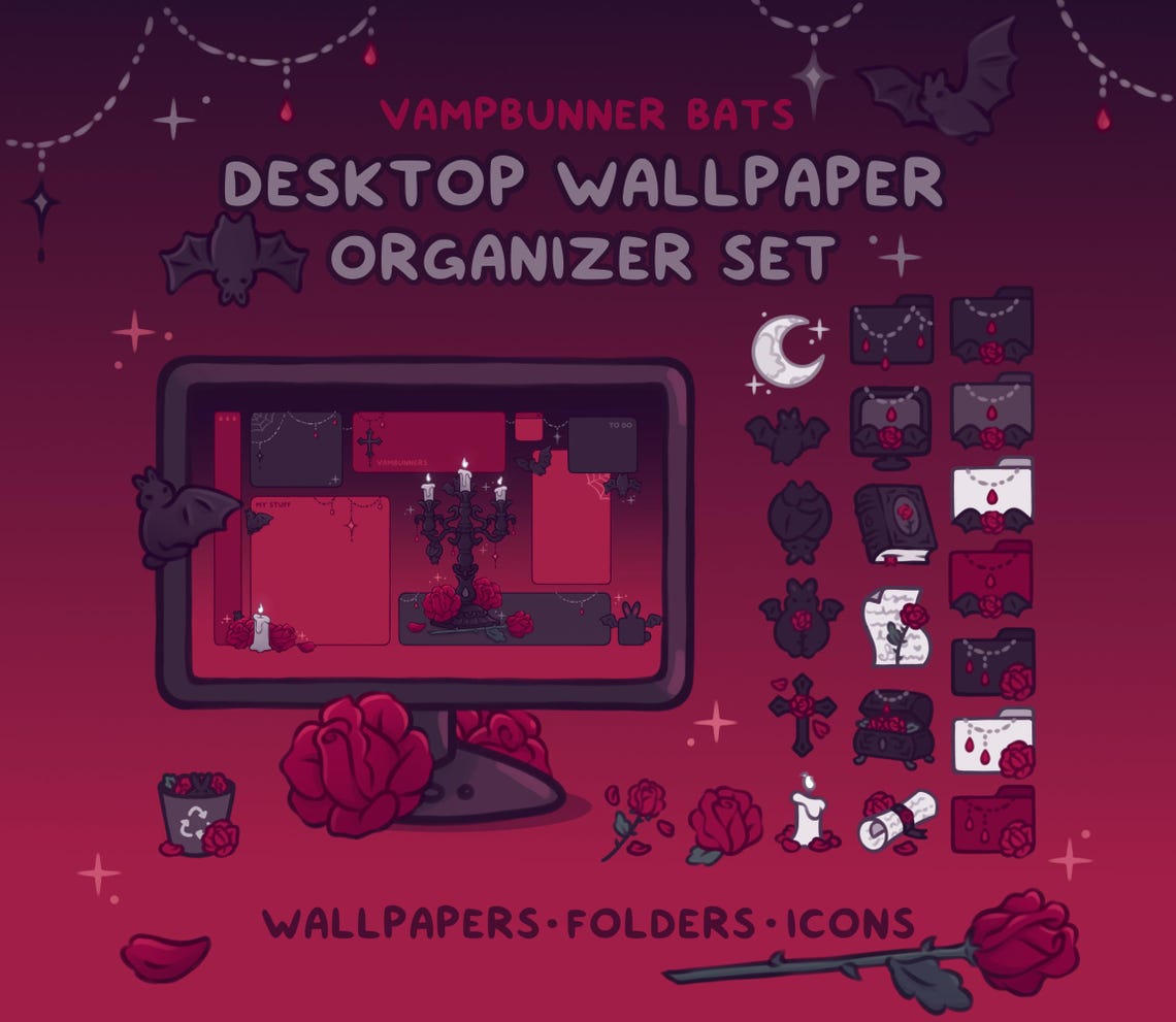 Vampbunner Bats Computer Desktop Theme ~ Wallpaper Organizer Set ...