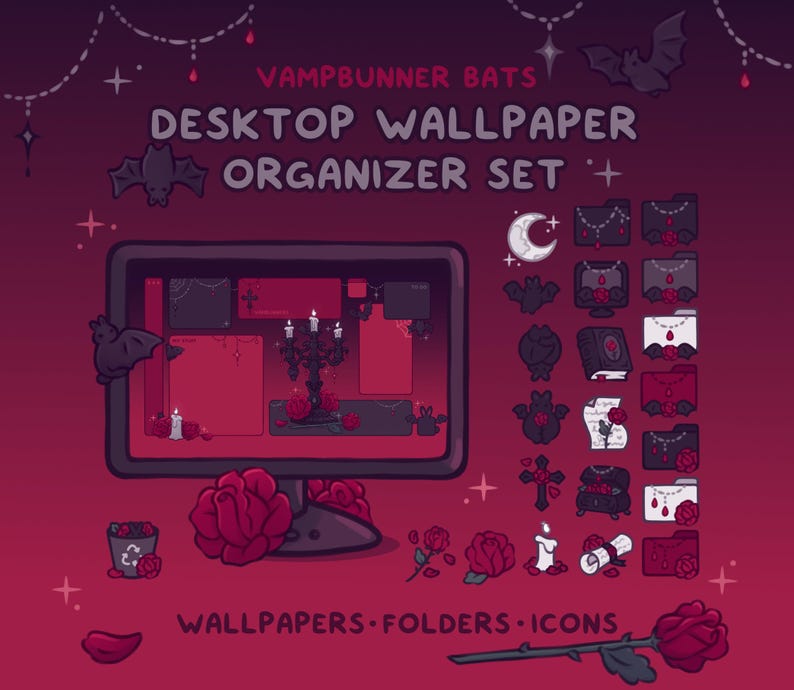 Vampbunner Bats Computer Desktop Theme ~ Wallpaper Organizer Set ...