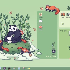 Cloud Pandas Computer Desktop Theme Background Wallpaper Organizer Set ...