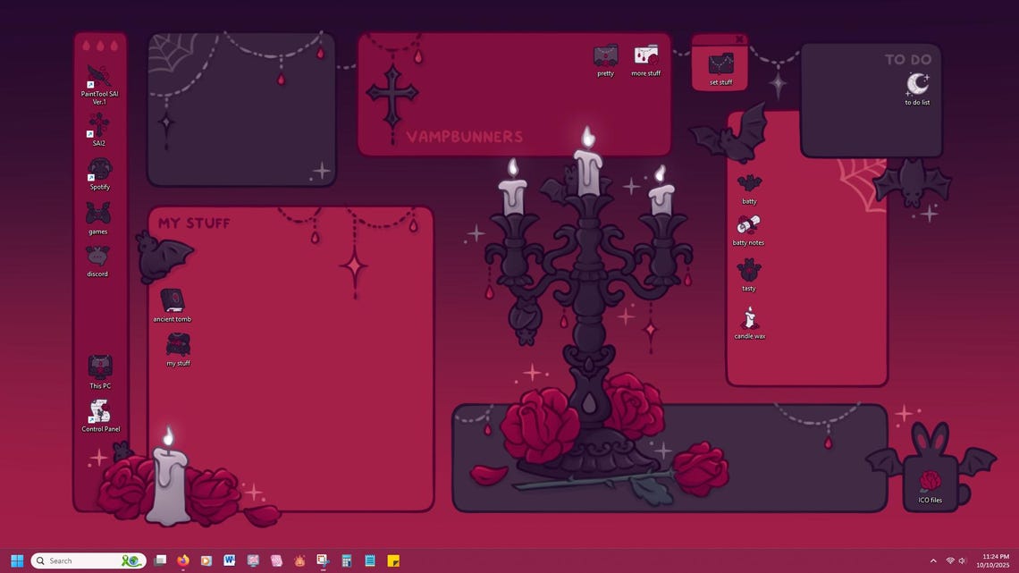 Vampbunner Bats Computer Desktop Theme ~ Wallpaper Organizer Set ...