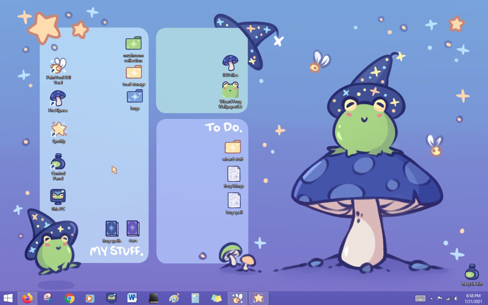 Wizard Frog Computer Desktop Theme Background Wallpaper - Etsy