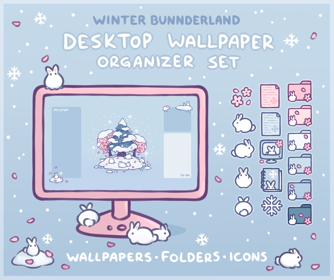 Winter Bunnderland Computer Desktop Theme Background Wallpaper ...