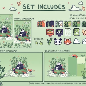 Cloud Pandas Computer Desktop Theme Background Wallpaper Organizer Set ...