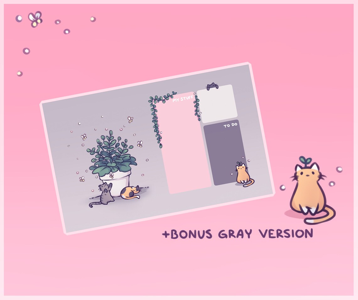 Cat Plant Computer Desktop Theme Background Wallpaper - Etsy