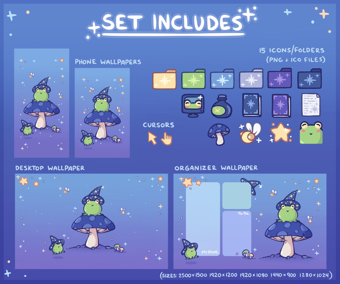Wizard Frog Computer Desktop Theme Background Wallpaper - Etsy