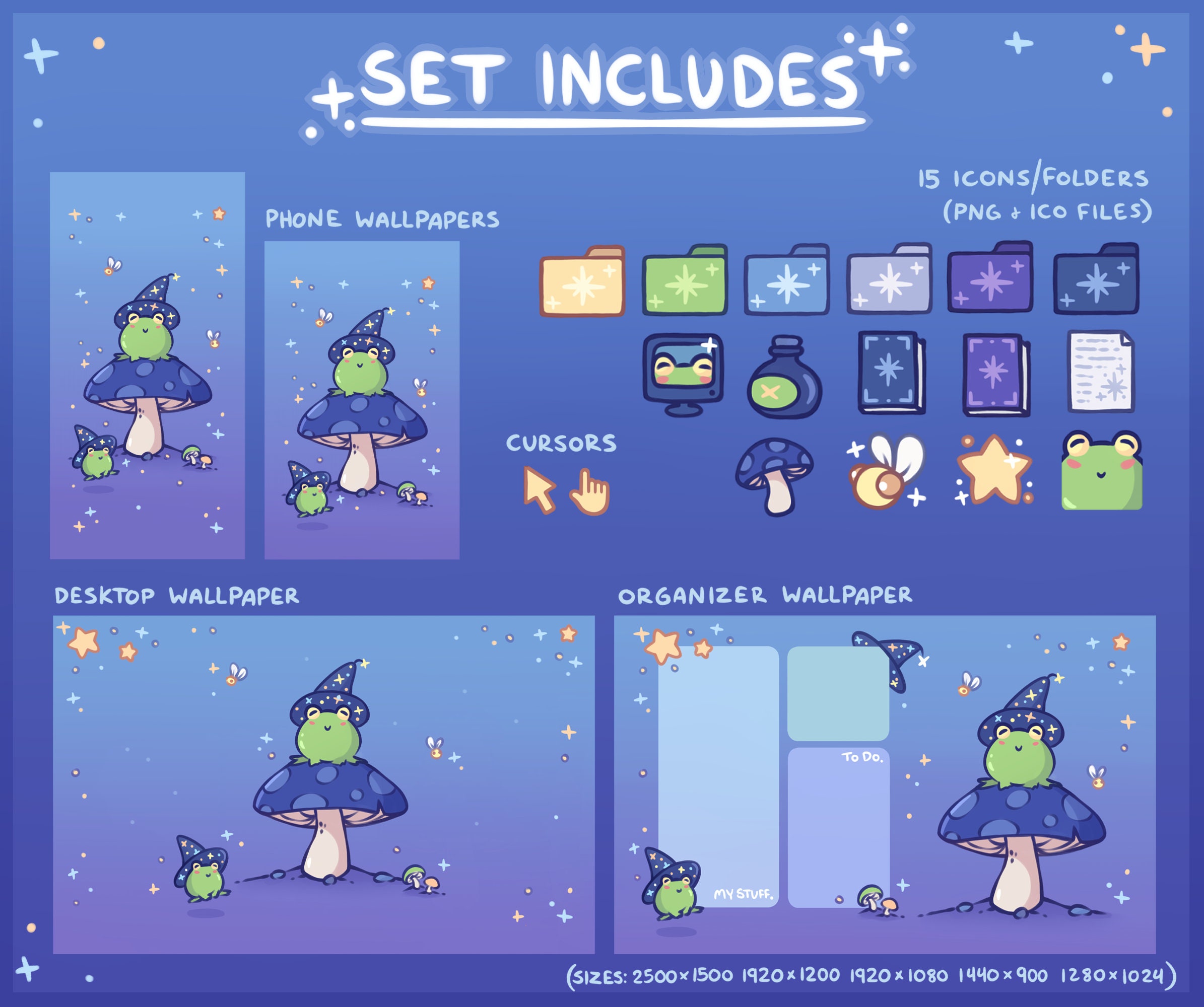 Wizard Frog Computer Desktop Theme Background Wallpaper - Etsy