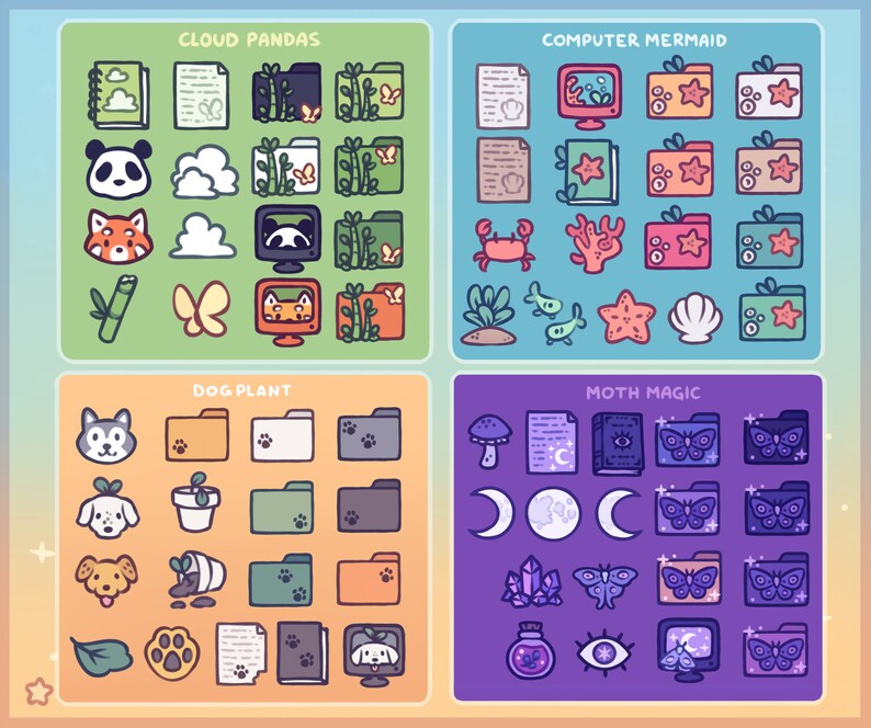 Cute Computer Desktop Icons & Folders Collection - Etsy