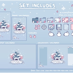 Winter Bunnderland Computer Desktop Theme Background Wallpaper ...