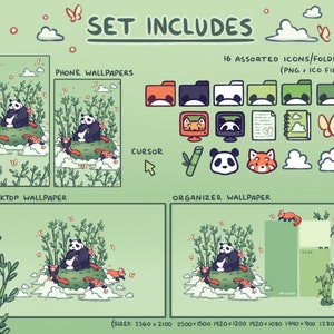 Cloud Pandas Computer Desktop Theme Background Wallpaper | Etsy