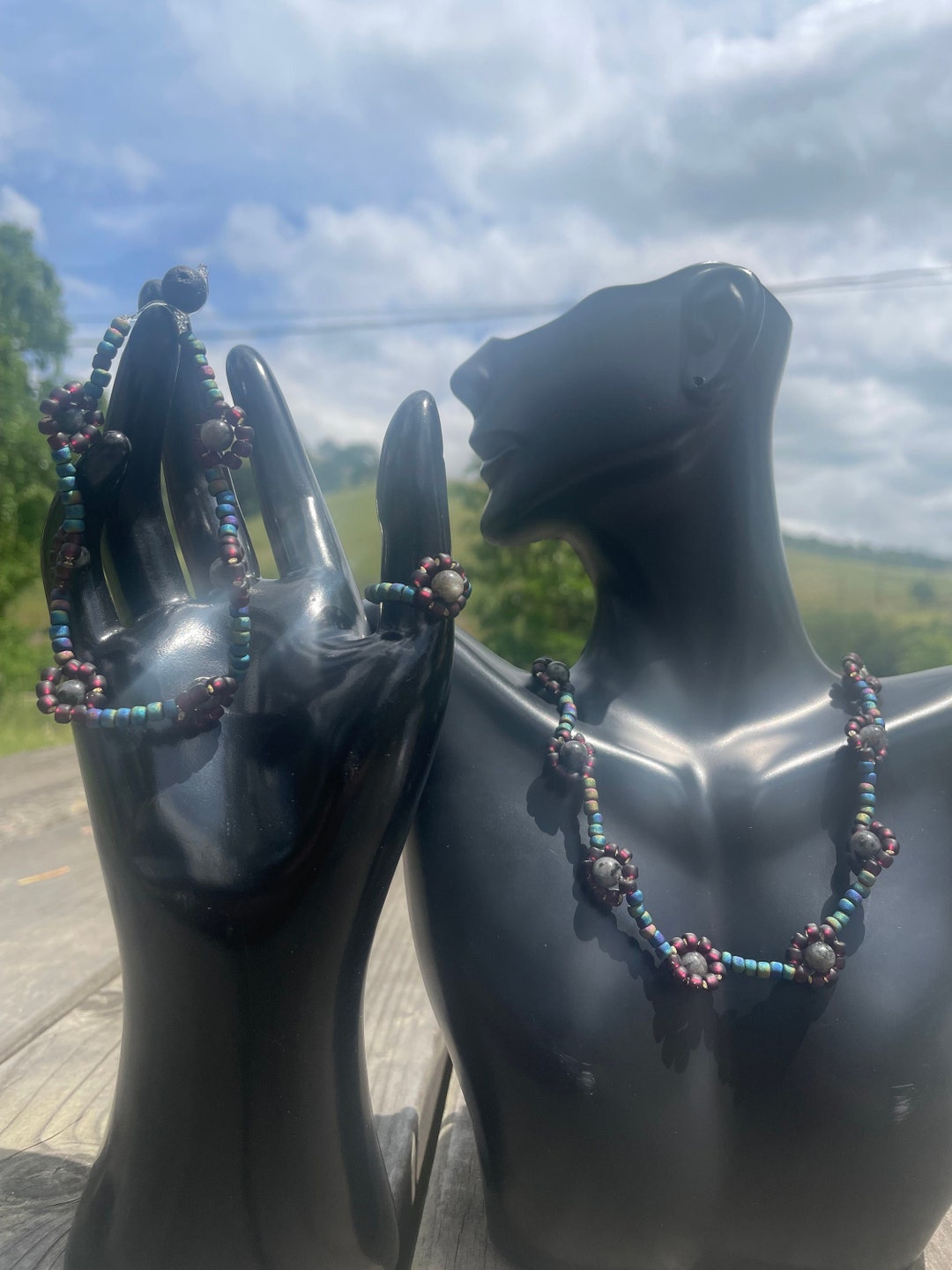 Dark Purple Daisy Jewelry Set - Etsy