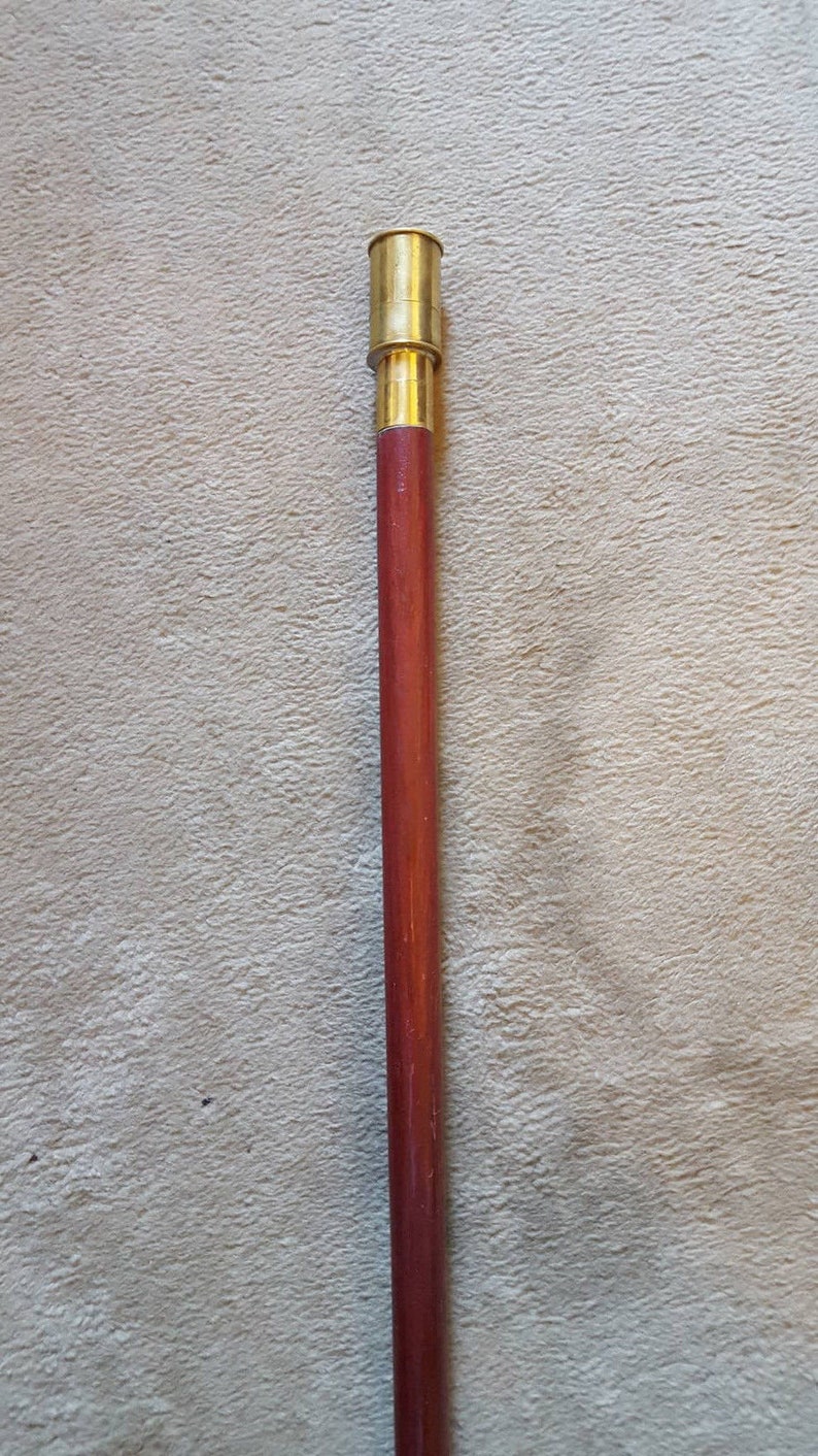 Antique Gadget Cane Light Brown Wooden Objects Holder Brass Etsy