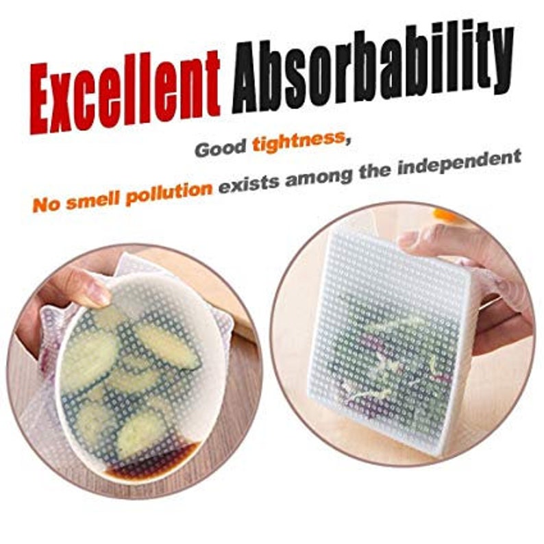 Silicone Food Wrap (8PCS) Fresh Keeping Food Stretch Wrap Film Seal ...