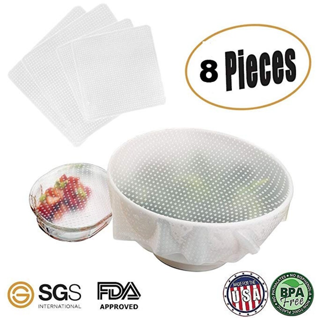 Silicone Food Wrap (8PCS) Fresh Keeping Food Stretch Wrap Film Seal ...