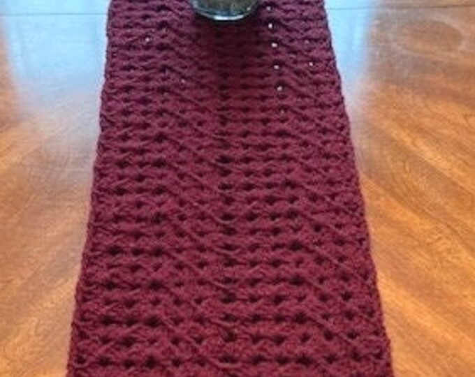 Crocheted Table Runner/burgundy Table Runner/console Table Runner/table ...