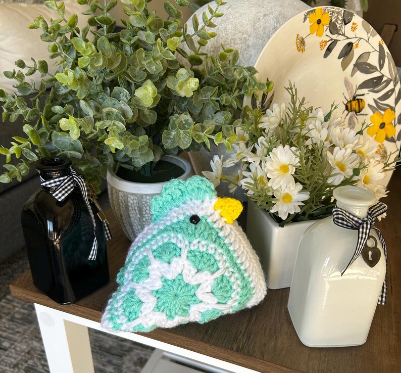 Easter Spring Granny Square Chicken, Pink Amigurumi Hen, Stuffed Farm ...