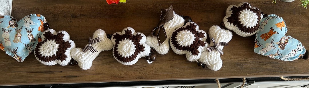 Crochet Dog Garland/dog Bone Bunting/paw Print Banner/playhouse/teepee ...