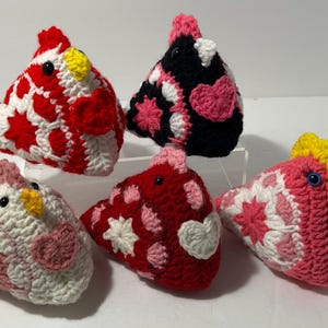 Easter Spring Granny Square Chicken, Pink Amigurumi Hen, Stuffed Farm ...