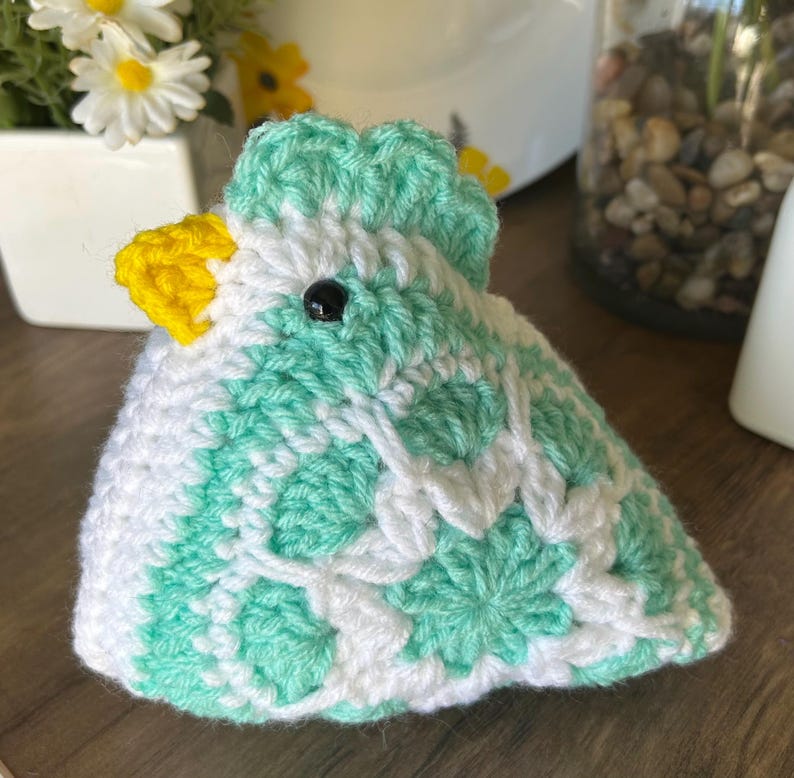 Easter Spring Granny Square Chicken, Pink Amigurumi Hen, Stuffed Farm ...