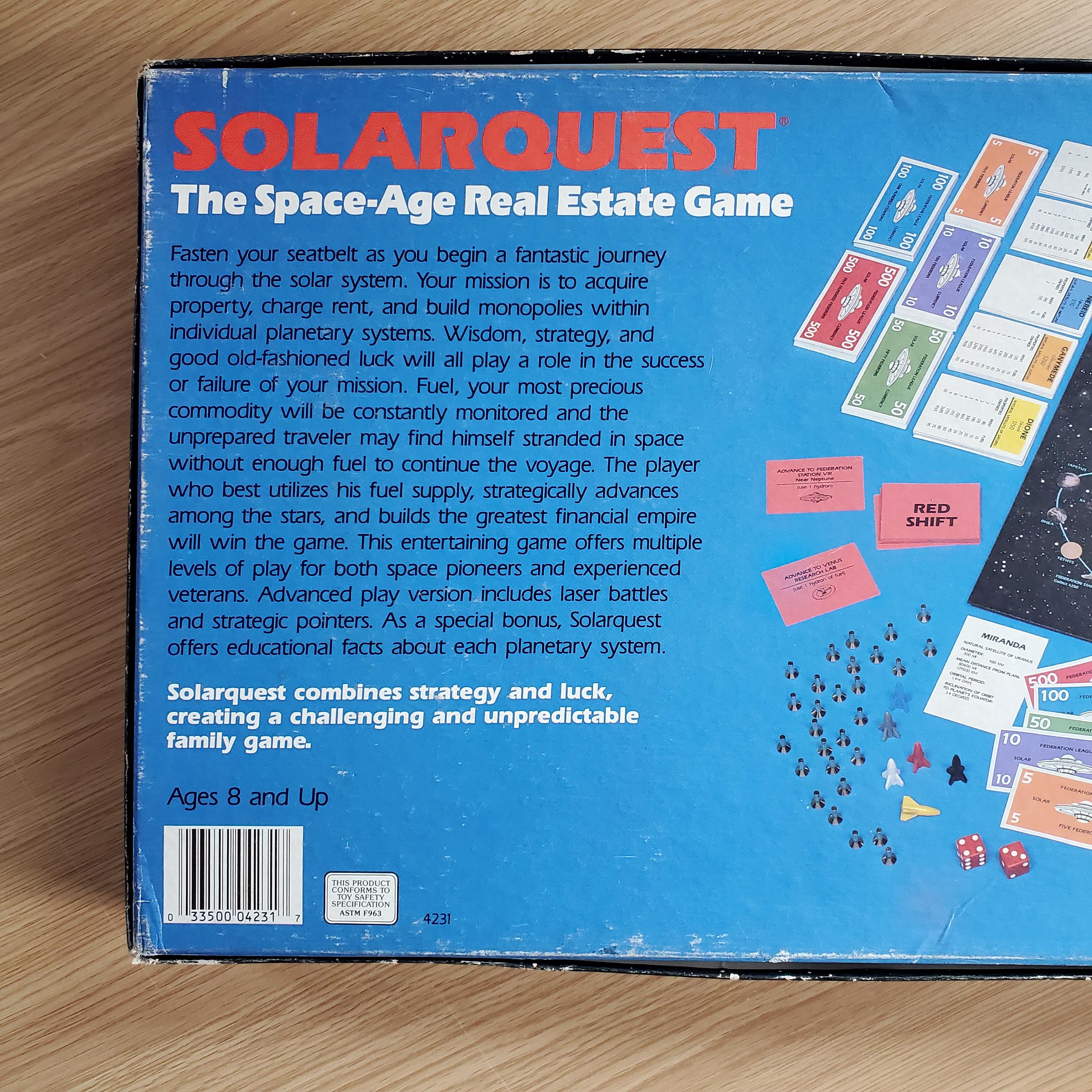 Vintage 1986 Solarquest Board Game Western Publishing Company Missing ...
