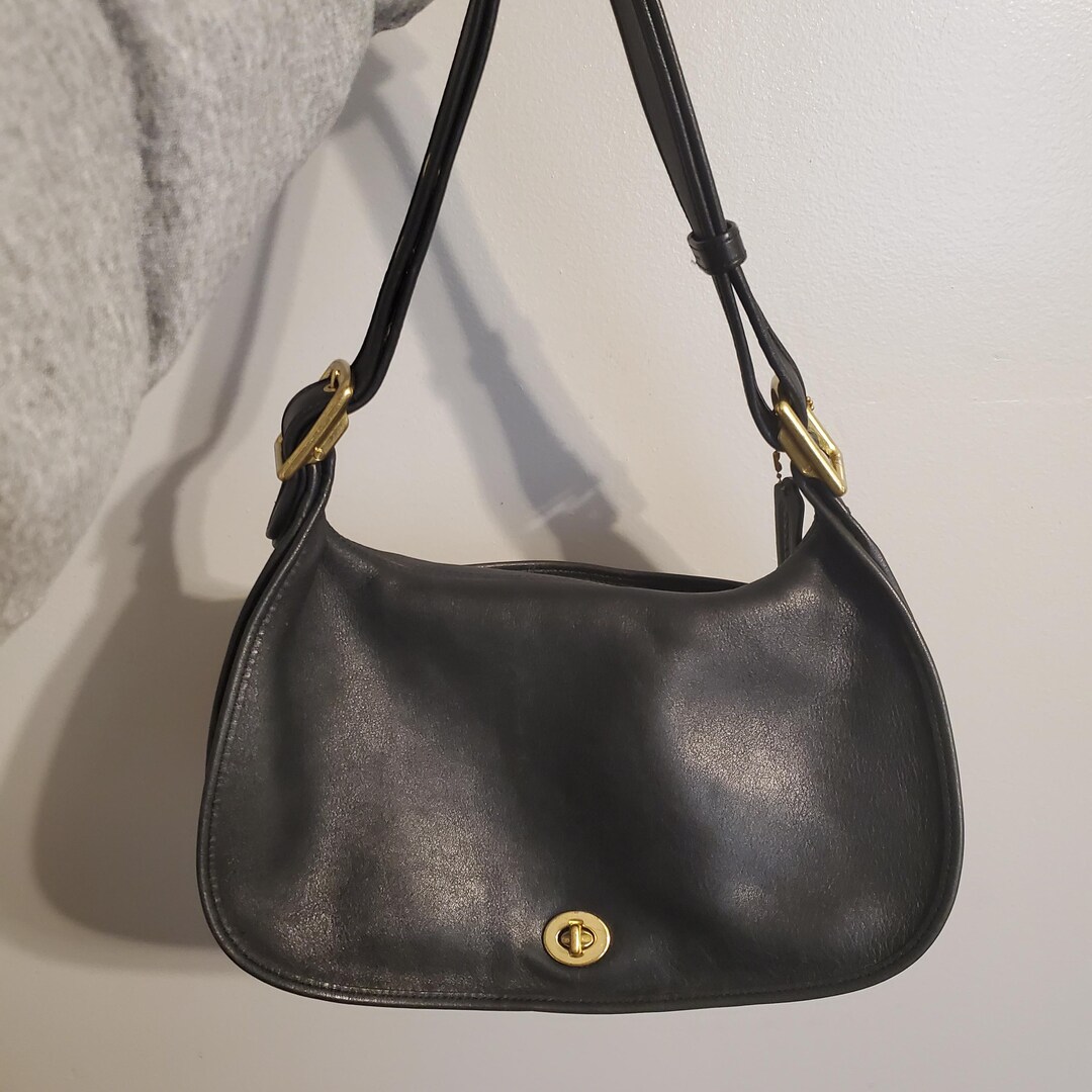 Vintage Coach J2P-9338 Legacy Saddle Crescent Black Bag - Etsy