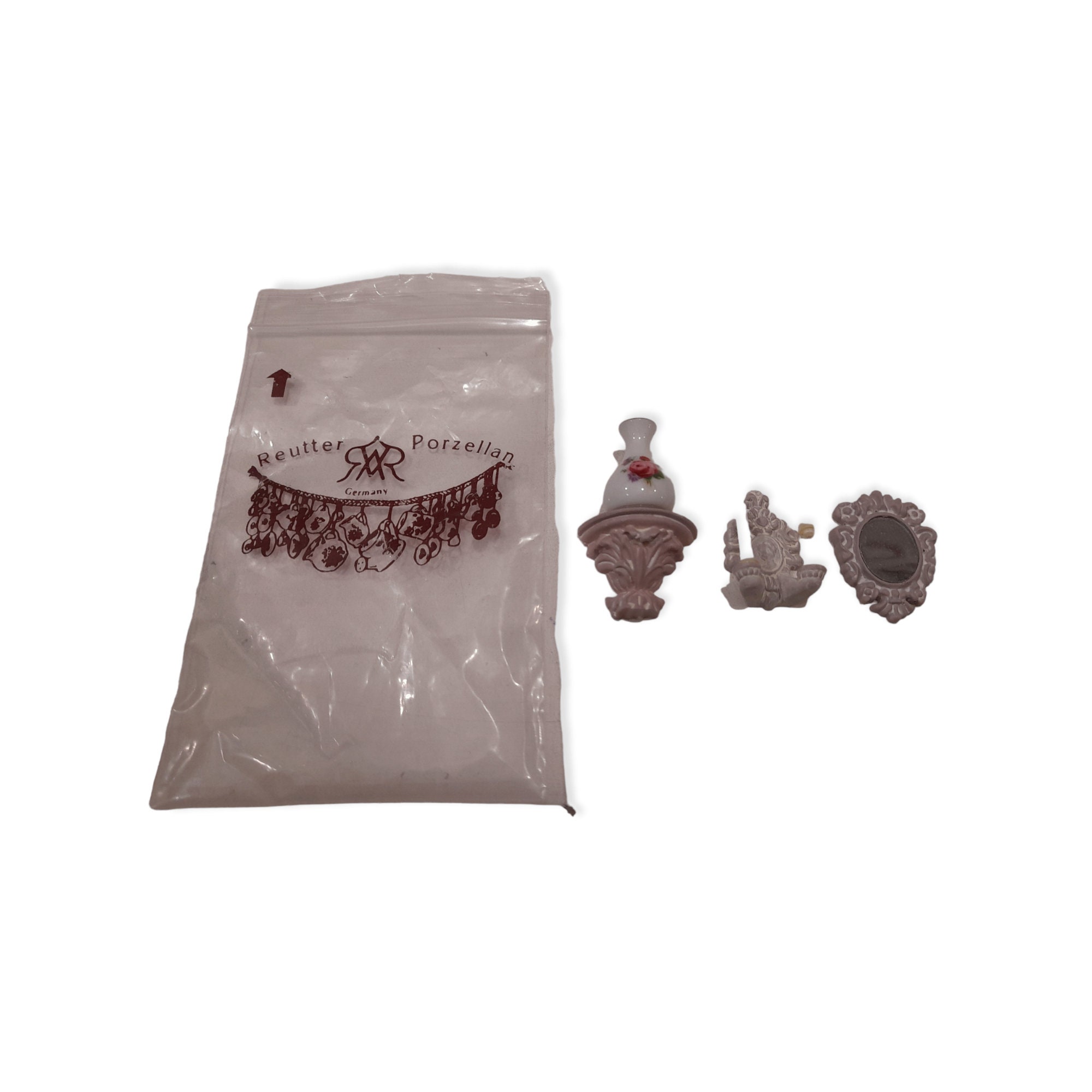 Reutter Porcelain Set With Ornaments, Vase, Mirror and Wall Candle ...