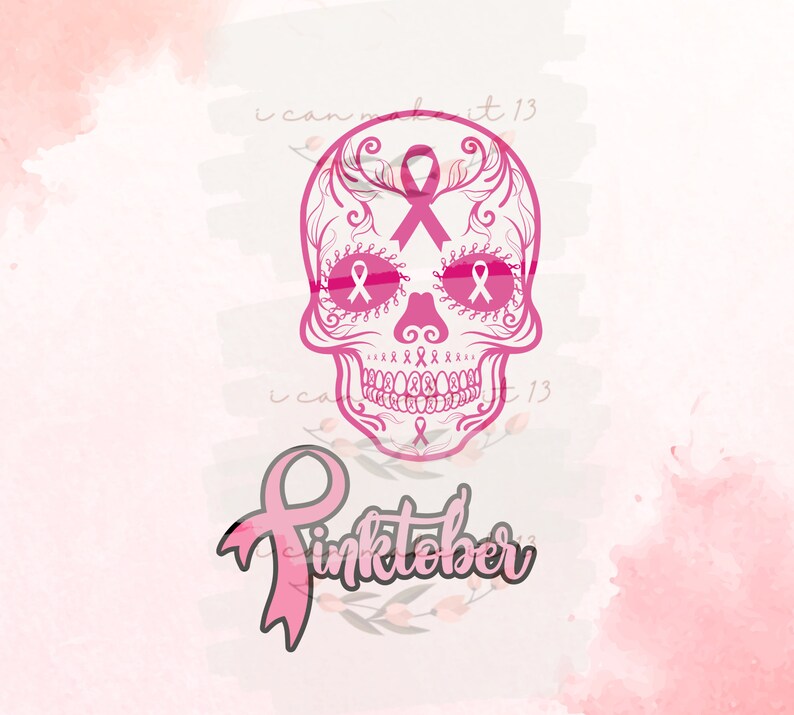 Pink Ribbon Skull Pinktober PNG - Etsy