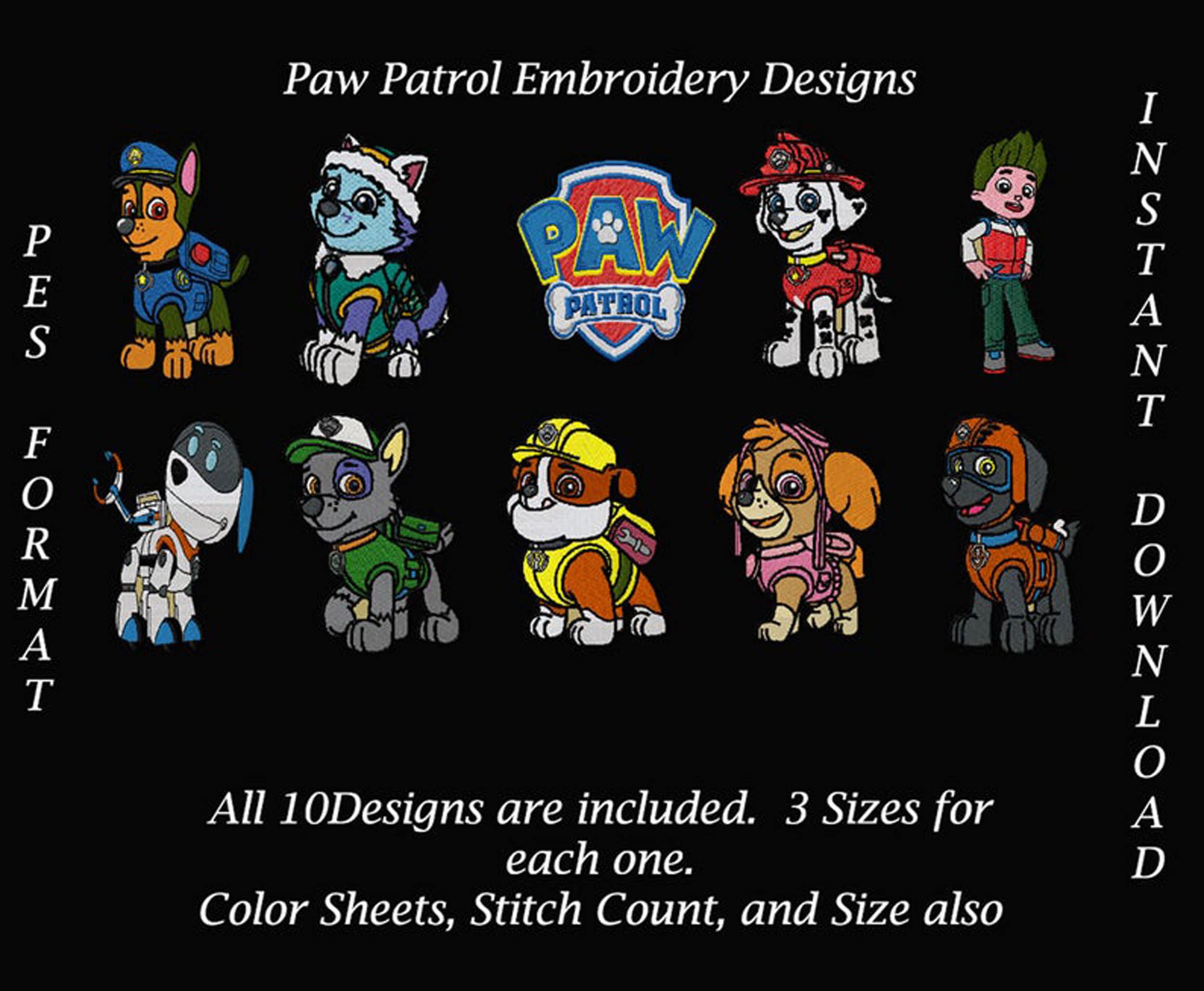 PES Machine Embroidery Designs Paw Patrol Collection Digital | Etsy