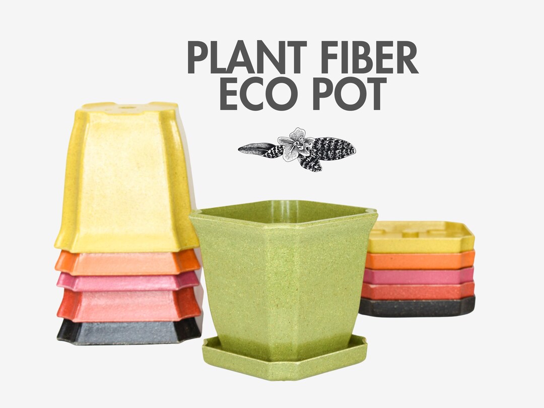 Eco Pot 4.5x4.25" With Saucer for Orchids | Rice Hull Fiber Organic ...