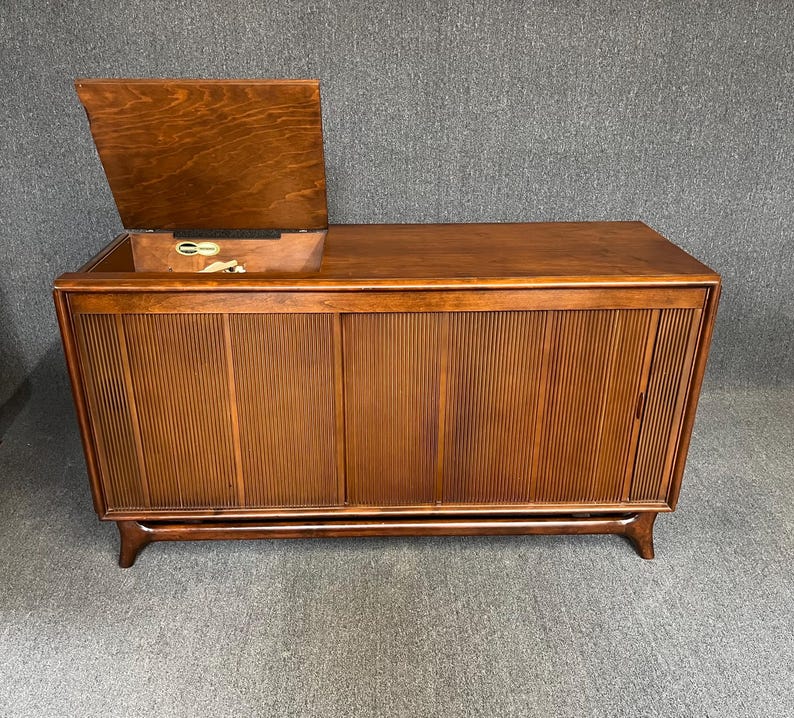 Vintage Mid Century Stereo Console Record Player Cabinet by Packard ...
