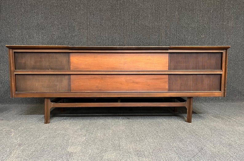 Vintage Mid Century Record Player Stereo Console by GE Bluetooth Vinyl ...