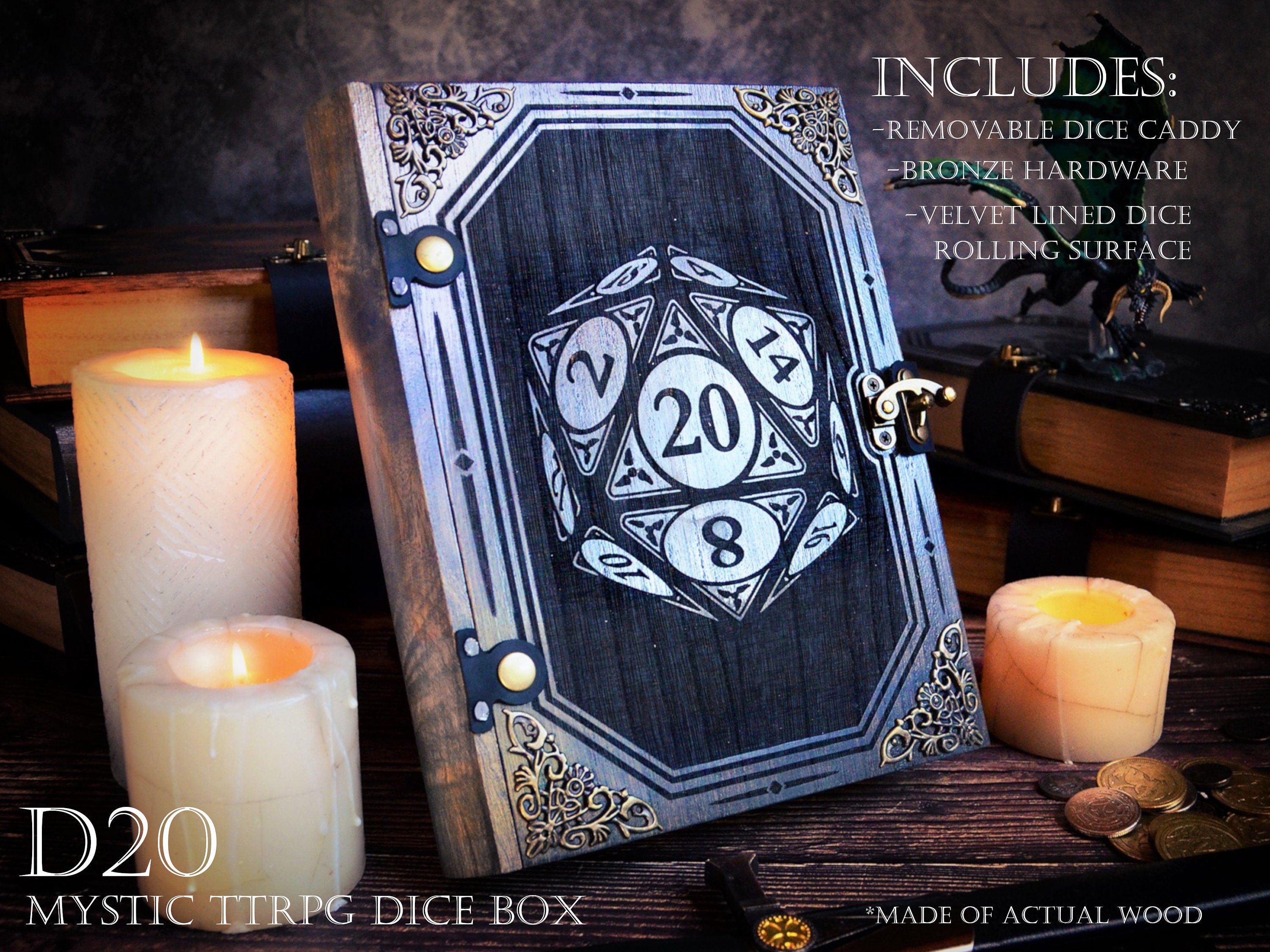 D&D Dice Box d20 Mystic Relief Engraved Spell - Etsy