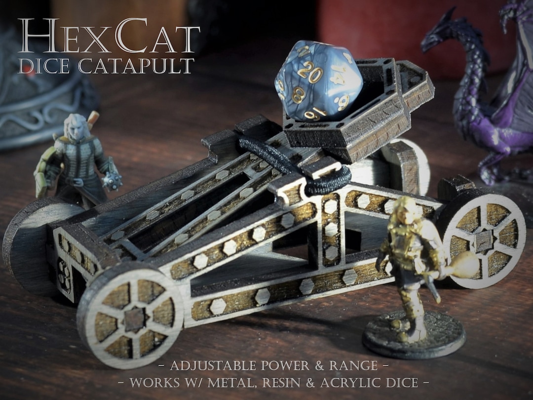 Hexcat Dice Catapult: Wooden Dice Launcher for D&D and Tabletop Games ...