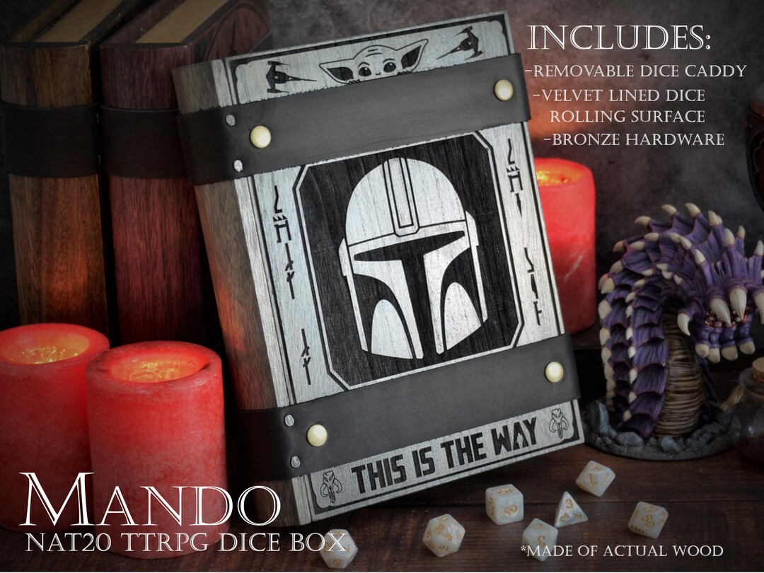 Star Wars Dice Box mando Nat20 Dice Tome Dnd D&D TTRPG Dice Tray, Spell ...
