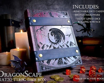 D&D Dice Box d20 Mystic Relief Engraved Spell Tome Dnd Dice Tray, Book ...