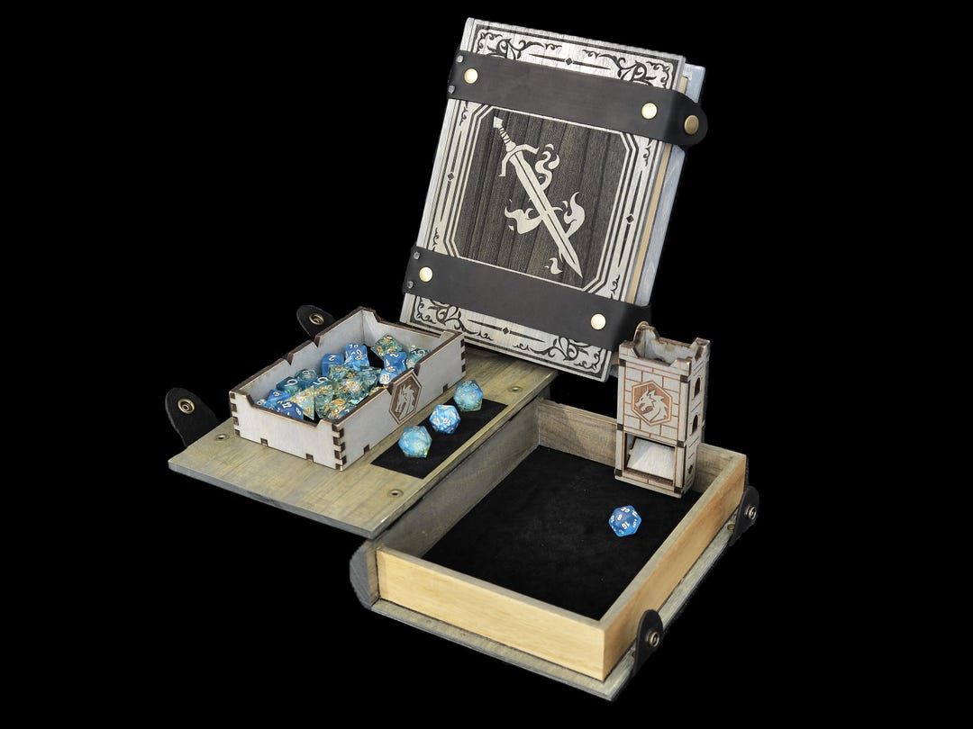 D&D Battle Box - "dire Wolf" Nat20 Dice Box W/ Dice Tower | Dnd Dice ...