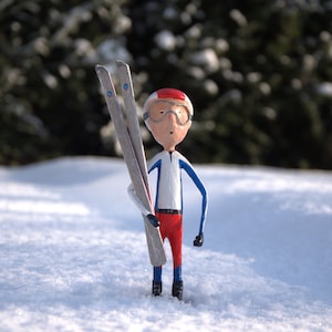 Skier Paper Mache Decor, Paperclay Winter Sports Gift, Wall Mounted Ski ...
