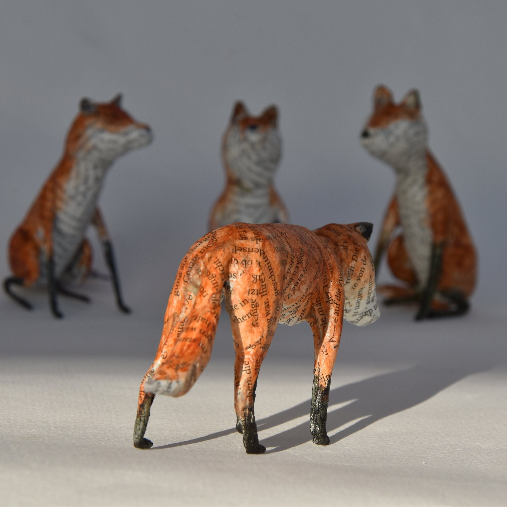 Handcrafted Paper Mache Red Fox Sculpture Lifelike Wildlife Art for ...