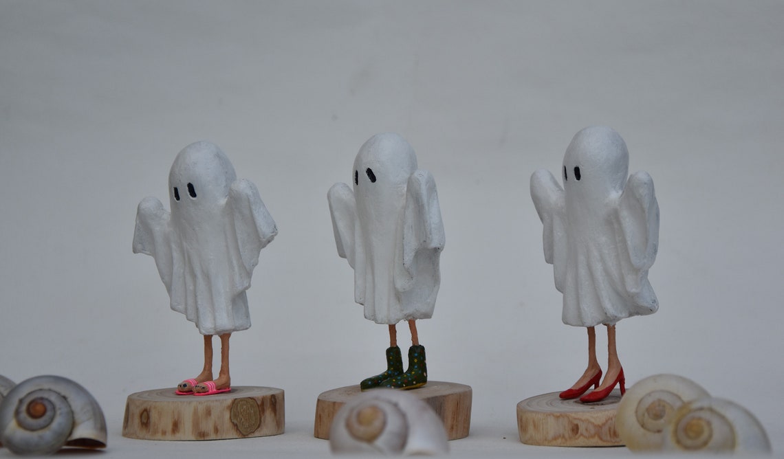 Cute and Haunted: Paper Mache Sweet Ghost Decor Gift for - Etsy