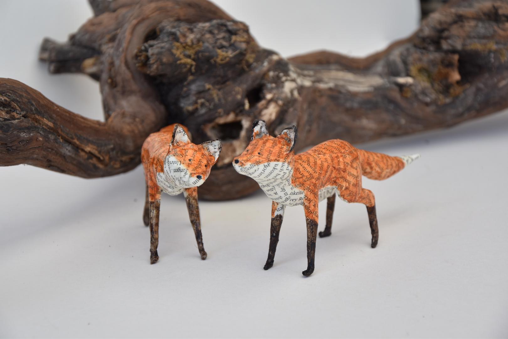 Handmade Paper Mache Fox Sculpture – Artisan Animal Statue – Eco ...