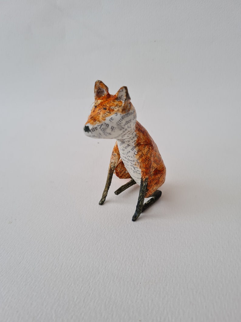 Handcrafted Paper Mache Red Fox Sculpture Lifelike Wildlife Art for ...